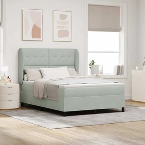 Postel s boxspringem s čelo Světle šedá 200 x 140 cm samet 3340928