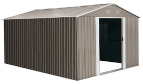 Riwall PRO RMSA 12x10 Brown zahradní domek kovový 3 x 3,7 m se sedlovou střechou hnědý