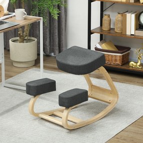 Vinsetto Kolenní židle, ergonomická posezení, polstrovaný stolek pro zdravé sezení, březové dřevo, nosnost 120 kg, tmavě šedá