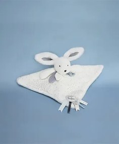Doudou Dárková sada modrá - králíček s čtvercovou dečkou 25 cm / od 0