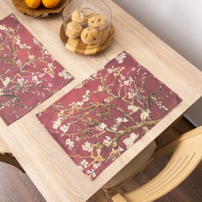 Lenbutik Prostírání Vincent Van Gogh Almond Blossom verze červená