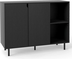 Costway Dřevěný příborník s 4 přihrádkami a 2 dvířky