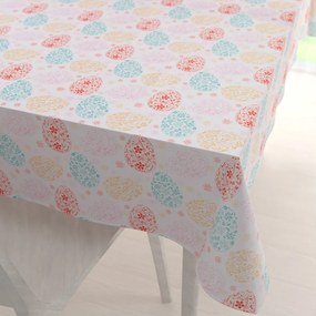 Biante Velikonoční teflonový obdélníkový ubrus TF-106 Barevné kraslice na bílém 50x100 cm