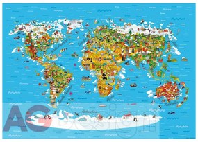 Fototapeta vliesová čtyřdílná Mapa světa