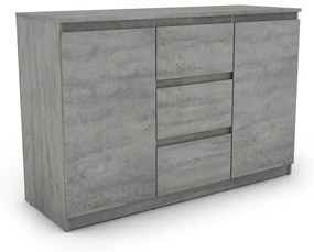 Komoda se 3 zásuvkami Carlos, šedý beton, 120 cm