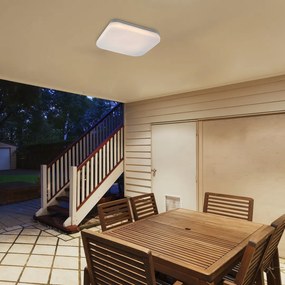 Rabalux Bílé stropní LED svítidlo Lowar hranaté 285x285mm 18W IP44 CCT 77181