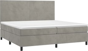 Box spring postel s matrací světle šedá 200x200 cm samet 3142923