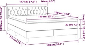 Box spring postel s matrací růžová 140x190 cm samet 3131140