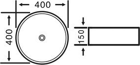 Aqualine Aqualine, Keramické umyvadlo na desku, průměr 40cm, bílá, 40150