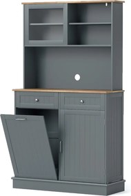Costway Kuchyňská skříňka na 45 L odpadkový koš s 2 zásuvkami a nastavitelnými
