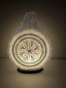 Stolní  lampa MANDALA bílá, 40 cm, ručně oboustranně malovaná