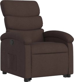 Zvedací polohovací křeslo tmavě hnědé textil 3203983