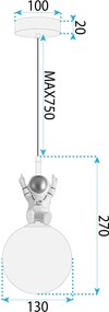 Toolight Závěsné stropní osvětlení kosmonaut APP1805-1CP Cosmo