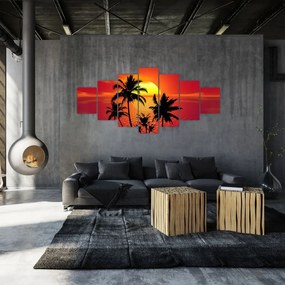 Obraz siluety ostrova s palmami (210x100 cm)