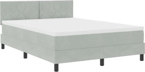 Postel s boxspringem s čelo Světle šedá 140 x 200 cm samet 3339242