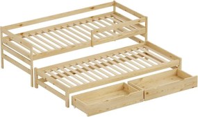 Postel s přistýlkou a úložným prostorem, 90x200, přírodní, ELARA Kondela 0000412691