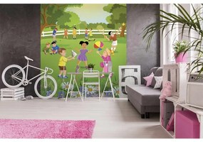 DIMEX | Vliesová fototapeta na zeď Děti na zahradě MS-3-0343 | 225 x 250 cm | zelená, vícebarevná