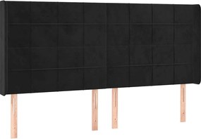 Čelo postele typu ušák černé 183x16x118/128 cm samet 3119642