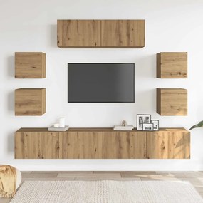 Sada 7 kusů nástěnné TV skříňka dub artisan kompozitní dřevo 3329016