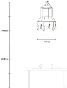 creative cables Lustr cage 3 edison ST64 se 6 žárovkami Barva: Šedá