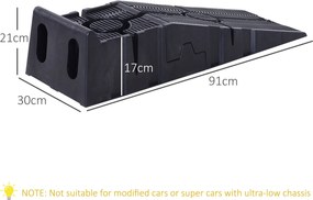 DURHAND Plastové Nakládací Rampy pro Automobily, Přístupové Rampy, 2 Kusy, Nosnost 2,5 Tuny, 91 x 30 x 21 cm, Černé