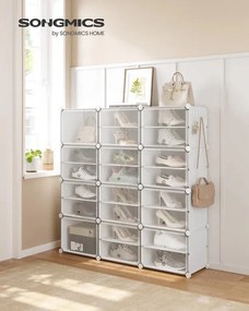 Modulární botník Lux s 12 dvířky čirý/bílý