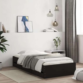 vidaXL Rám postele se zásuvkami 100 x 200 cm kompozitní dřevo [3207290] Barva: Černá