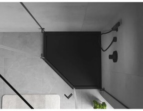 Mexen Flow, pětiúhelníková sprchová vanička slim 100 x 100 cm, černá matná, 46P701010