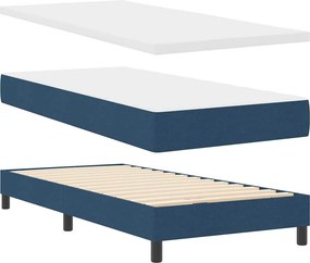 Postel s boxspringem s čelo Modrá 90 x 200 cm textil 3338663