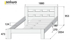 Masivní postel INA - Solwo Design Dřevo a odstín oleje: DUB Cink - Olej odstín DO205, Rozměr spací plochy: 220x200