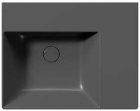 GSI KUBE X keramické umyvadlo 60x47cm, s odkládací plochou vpravo, bez otvoru, černá mat 9438026