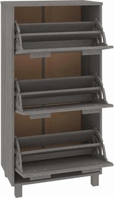 Botník HAMAR světle šedý 59,5 x 35 x 117 cm masivní borovice 340515