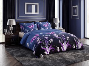 Povlečení z mikrovlákna VIOLET BUTTERFLY tmavě modré Rozměr povlečení: 70 x 90 cm | 140 x 200 cm