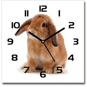 Wallmuralia Skleněné hodiny čtverec Červený králík 30x30 cm