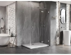 Mexen Lunar T, sklopný pravý sprchový kout 140 x 100 cm, 8mm čiré sklo, chromový profil, 834T-140-100-01-00-P