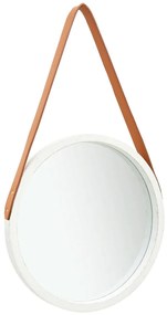 Nástěnné zrcadlo s popruhem 40 cm bílé