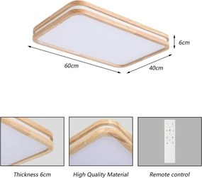 BRILAGI - LED Stmív. svítidlo MOLINA SQUARE LED/54W/230V dub 60x40 cm + DO