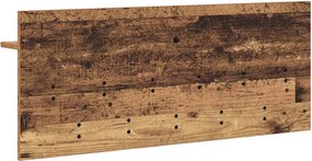věšák, nástěnný, 1 prkno, háčky, kompozitní dřevo, 40x100x12 cm, staré dřevo, Dekorino TK20260019