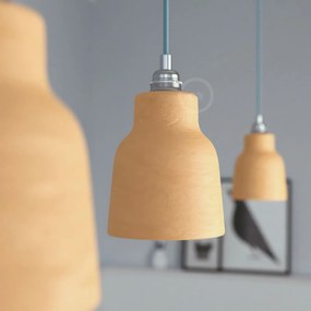 creative cables Závěsná lampa s textilním kabelem, keramickým stínidlem tvaru vázy s kovovými detaily Barva: Zelená strukturovaná-bílá