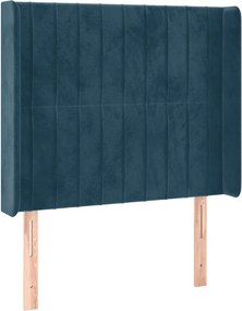 Čelo postele s LED tmavě modré 93 x 16 x 118/128 cm samet 3124326