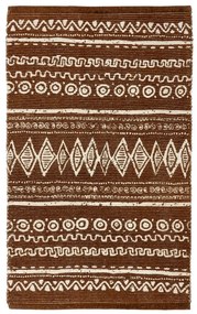 Hnědo-bílý bavlněný koberec Webtappeti Ethnic, 55 x 180 cm