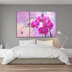 Obraz na plátně třídílný, Základní abstrakce orchidejí - 150x100 cm