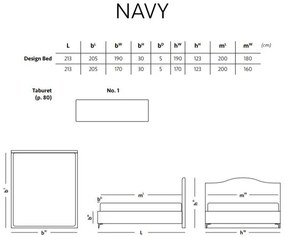 Materasso Manželská postel čalouněná NAVY - bočnice ROZMĚR: 140 x 200 cm - ATYP