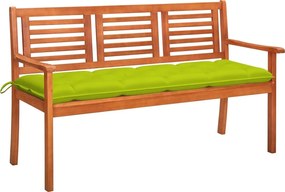 vidaXL 3místná zahradní lavice s poduškou 150 cm masivní eukalyptus [3061019] Barva: Jasně zelená