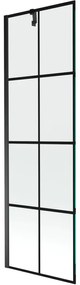 Mexen Next, vanová zástěna 1-křídlová 60 x 150 cm, fixní křídlo, 6 mm čiré sklo s černým vzorem, černý profil, 895-060-000-00-77-70