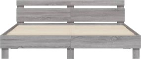 Rám postele s čelem a LED osvětlením šedý sonoma 200 x 200 cm 3207523