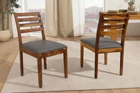 Designová židle Timber Sheesham / tmavě šedá ekokůže