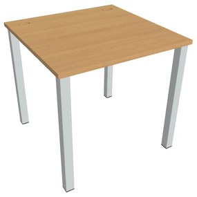 Stůl pracovní rovný 80 cm - Hobis Uni US 800 Dekor stolové desky: buk, Barva nohou: Stříbrná