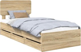 Rám postele s čelo Sonoma dub 100 x 200 cm Dřevěný materiál 3412215