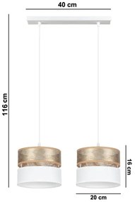 Lustr na lanku LIMA 2xE27/60W/230V zlatá/bílá